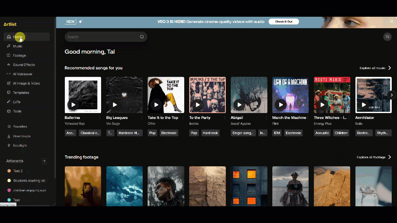 Generating AI Images – Artlist