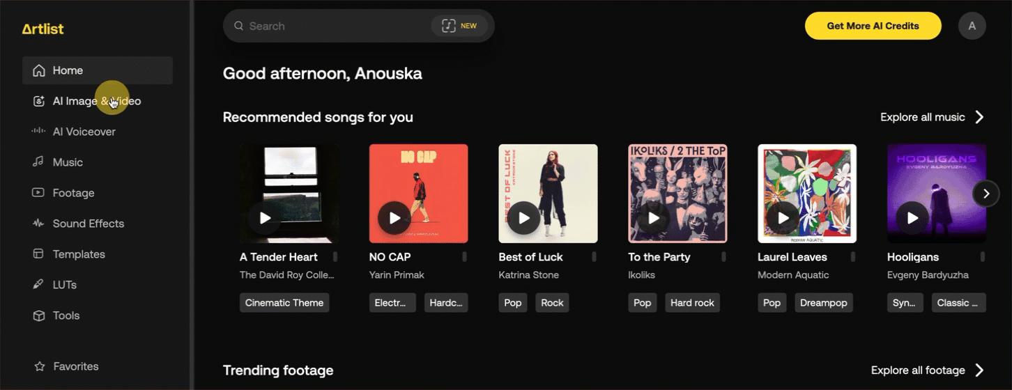 Generating AI Videos – Artlist